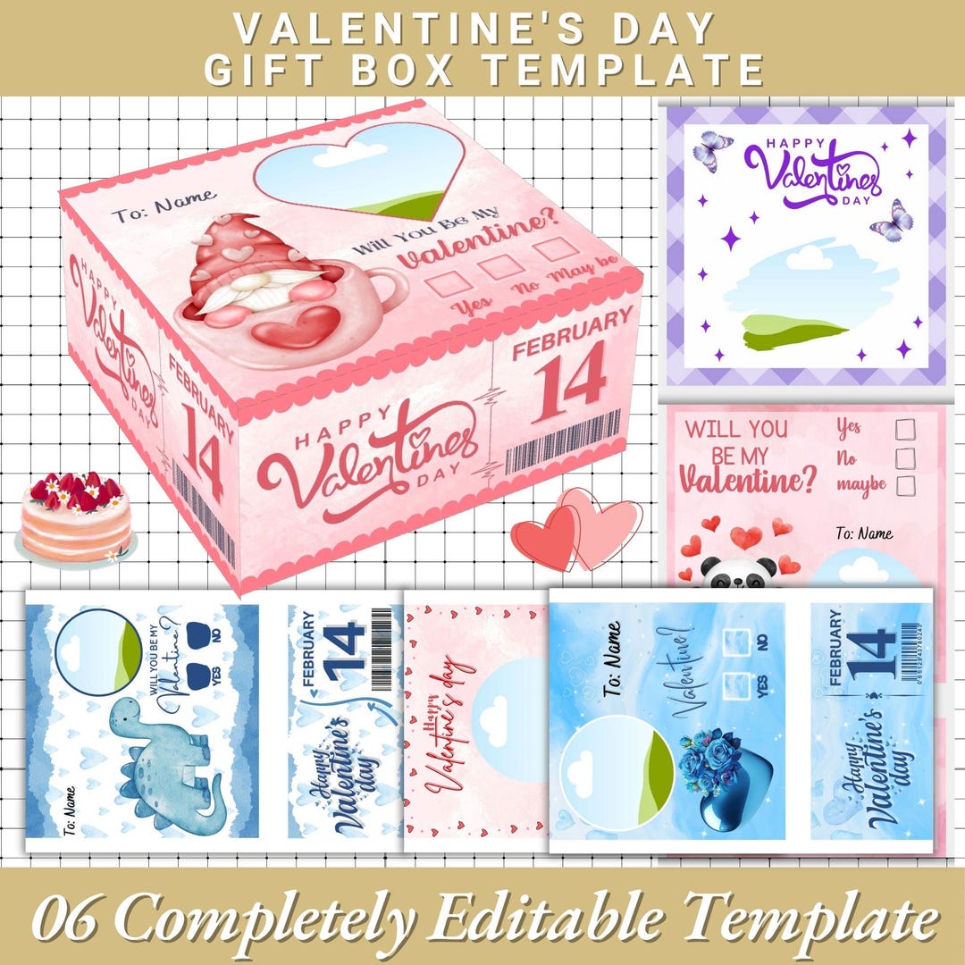 Valentine's Day Gift Box Canva Template | Editable Love Box (digital ...