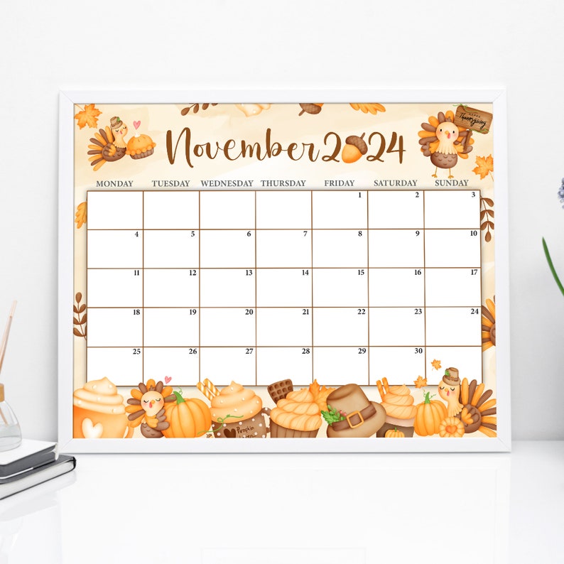 Editable November 2024 Calendar Printable Wall Calendar 2024 Fillable ...