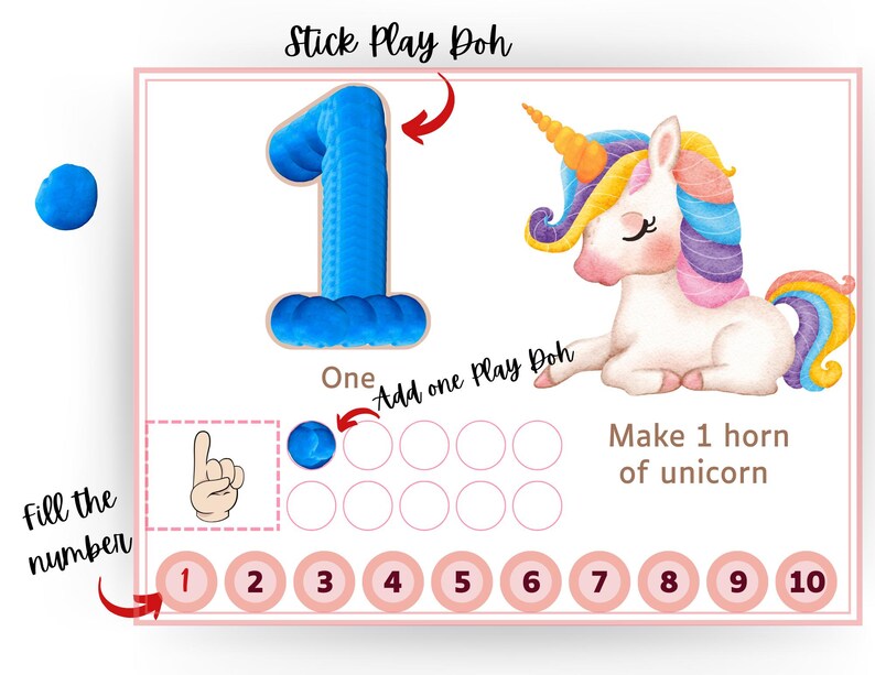 Printables Numbers 1-10 Play Doh Mats Fine Motor Skills Activity Visual ...