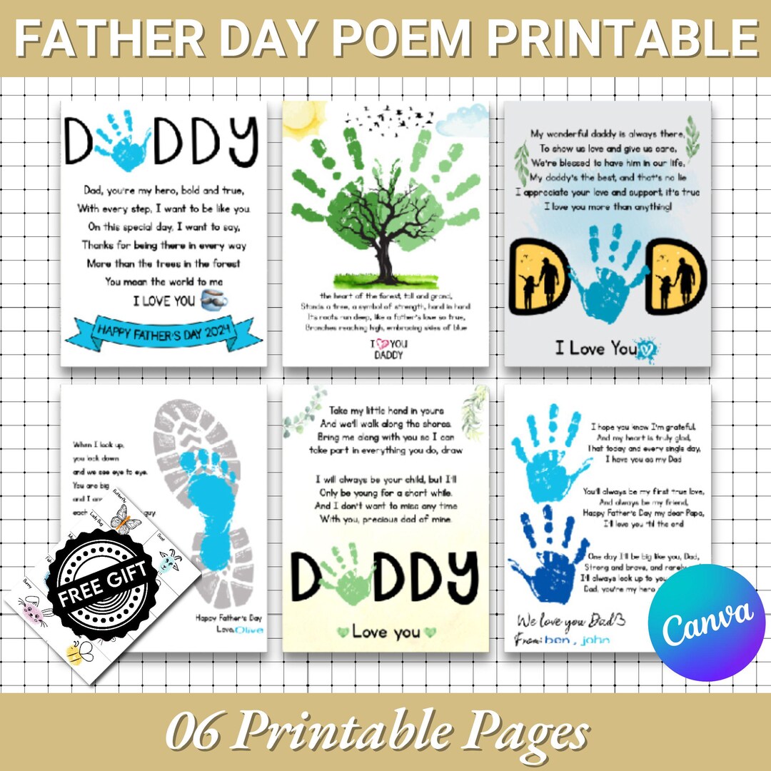 Father's Day Poem Footprint Art: Kids Handprint Keepsake (digital ...