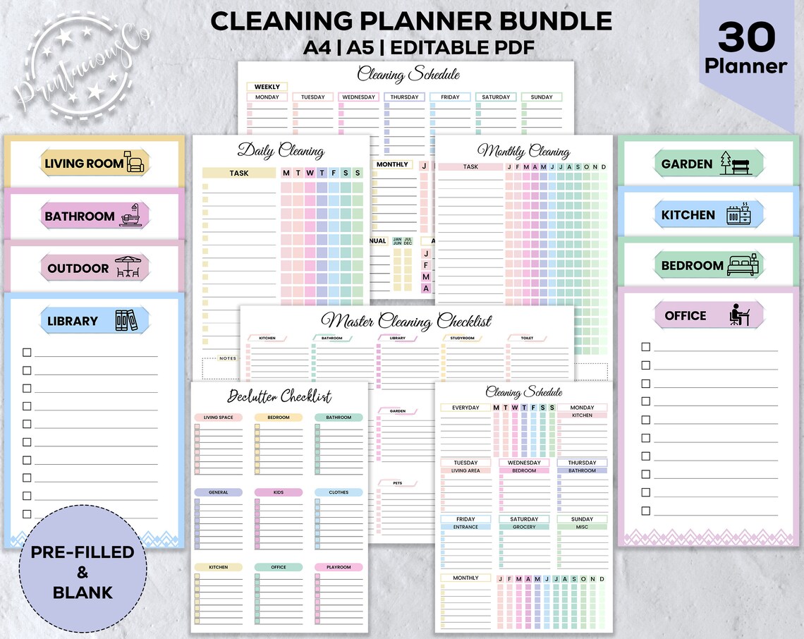 Editable Cleaning Schedule Cleaning Checklist Editable - Etsy