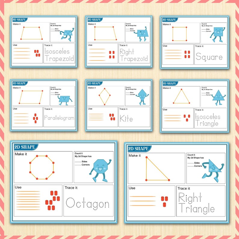 Toothpicks 2D Shapes Activity: Learning Game (printable) - Etsy