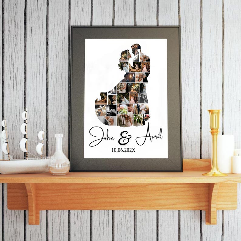 Wedding Photo Collage Template | DIY Anniversary Gift (canva Editable ...