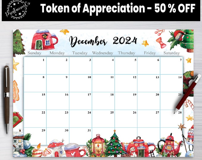 Printable December 2024 Calendar, Colorful Christmas With Cute ...