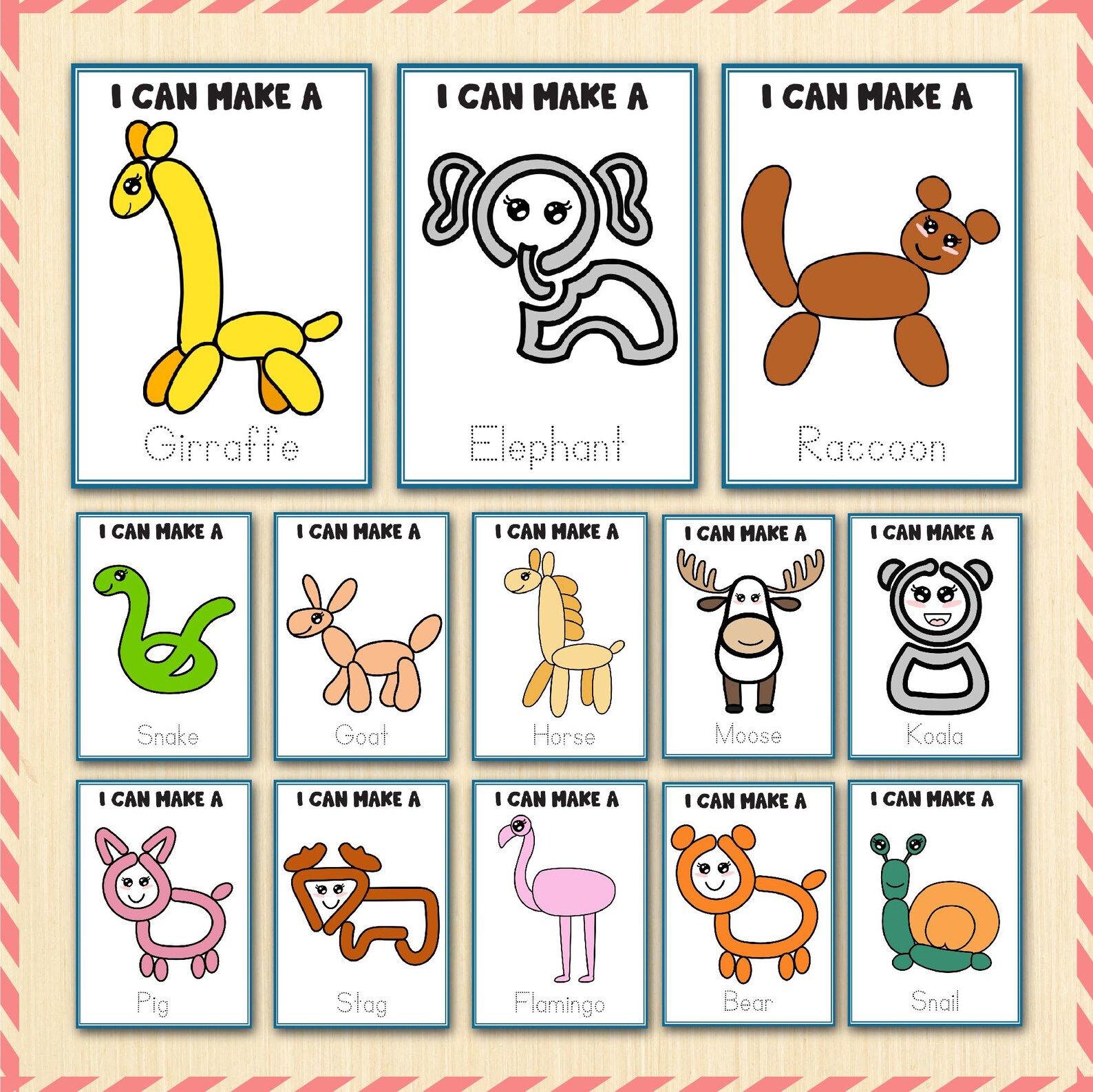 Zoo Animals Play Dough Mats: Fine Motor Skills Activity (PDF) - Etsy
