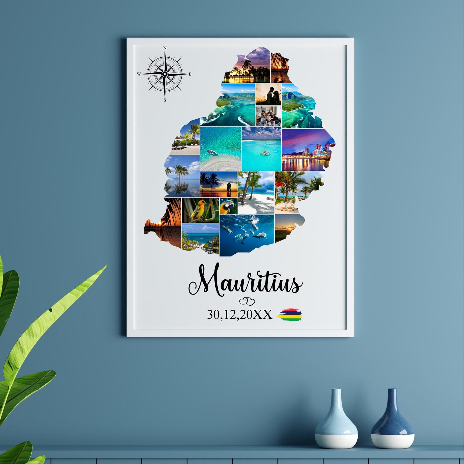 Mauritius Map Photo Collage Template: Vacation Keepsake (canva Editable ...