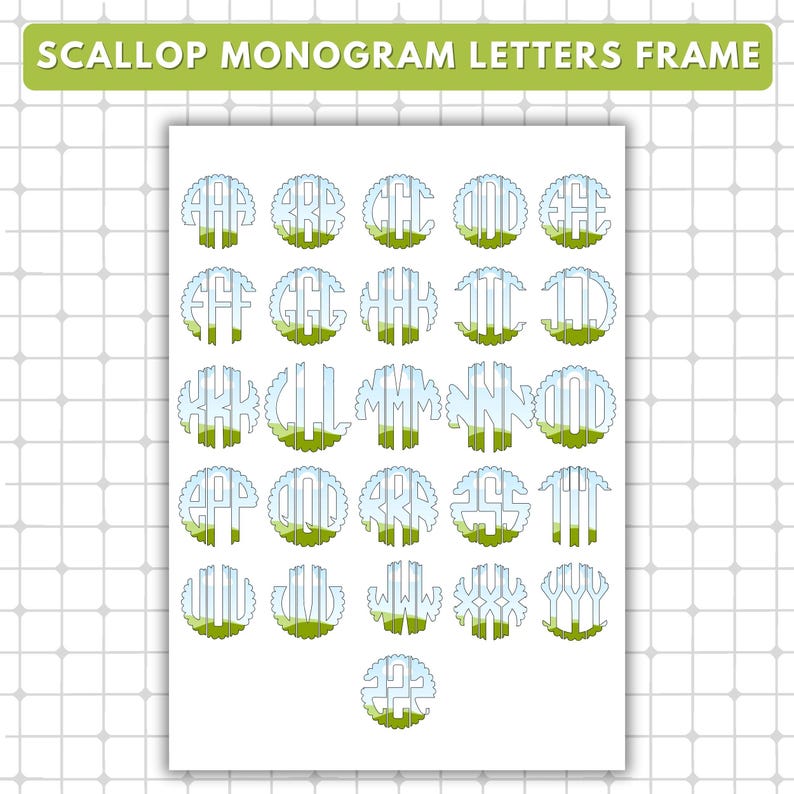 Scallop Circle Monogram Letters: Canva Template (digital Download) - Etsy
