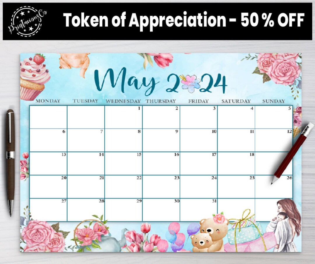 Editable May 2024 Calendar Printable Wall Calendar 2024 Fillable ...