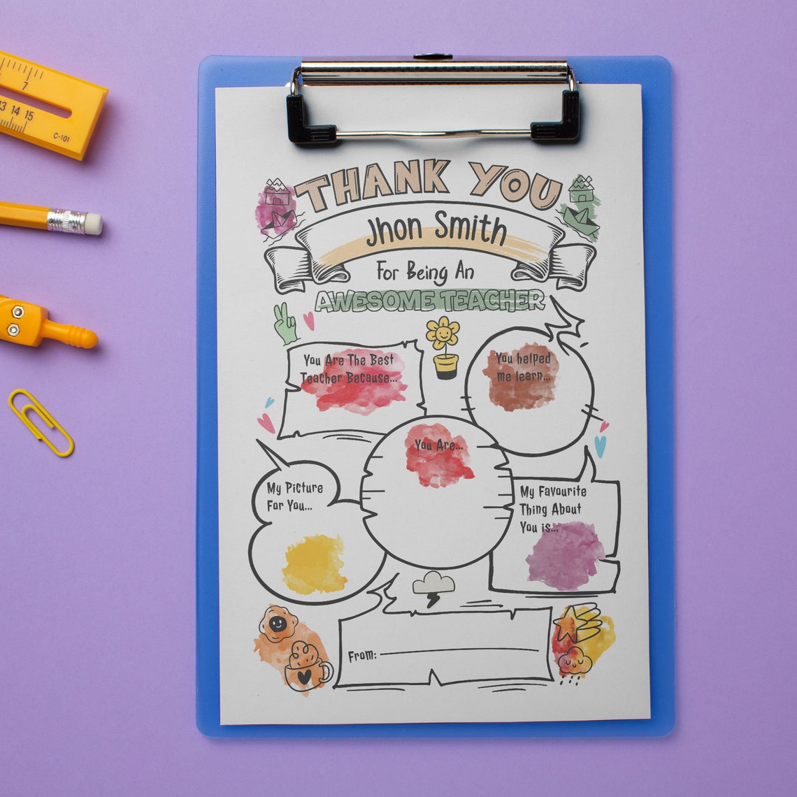 Teacher Appreciation Printable Page All About My Teacher Teacher ...