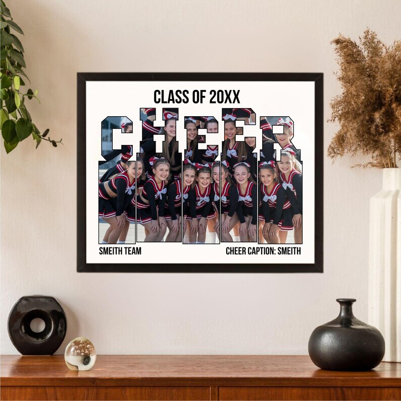 Cheerleader Photo Collage Template: Senior Night Gift (canva Editable ...
