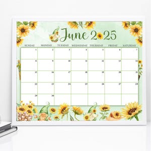 Editable June 2025 Calendar | Printable Wall Calendar 2025 | Fillable ...