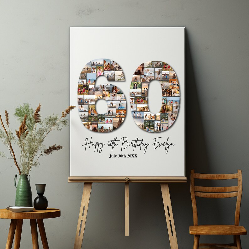 60th Birthday Photo Collage Templates Personalized 60th Birthday Gift ...