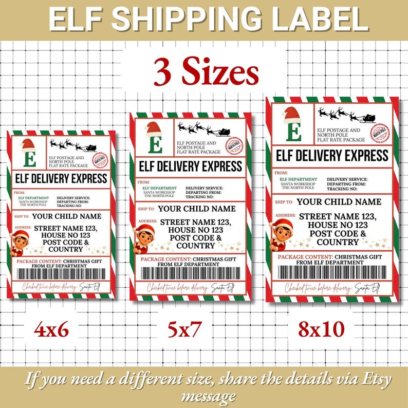 Editable Elf Shipping Label Template | Christmas Gift Tag (digital ...