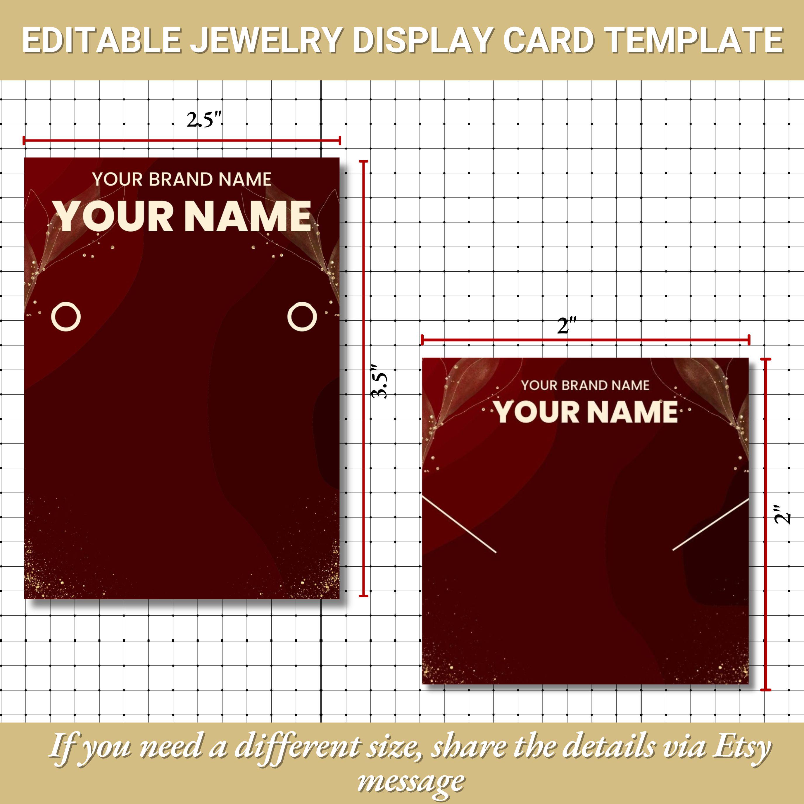 Editable Jewelry Display Card Template: DIY Branding (canva Template ...