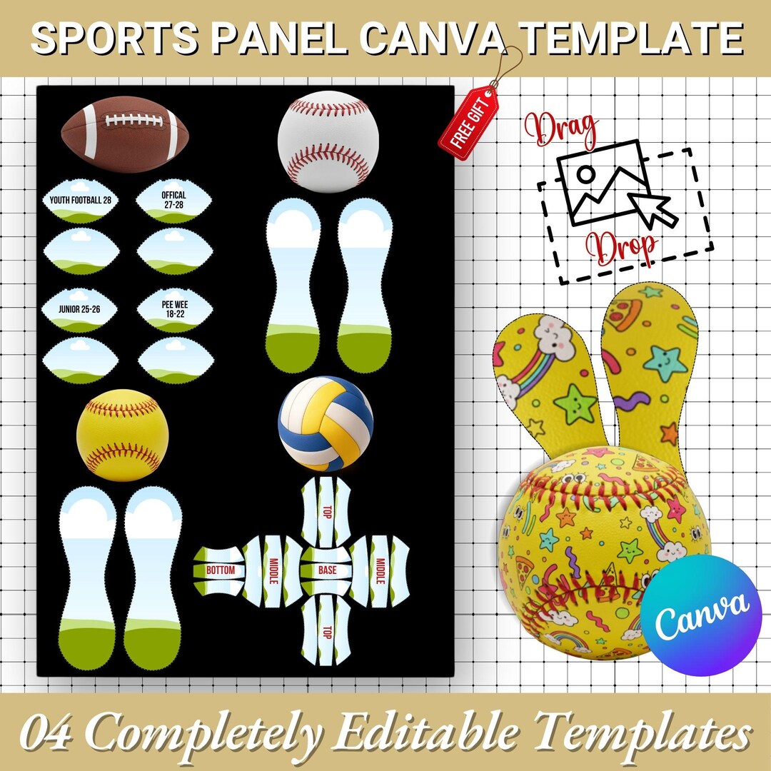 Sports Panel Canva Frame Template | DIY Player Gift - Etsy
