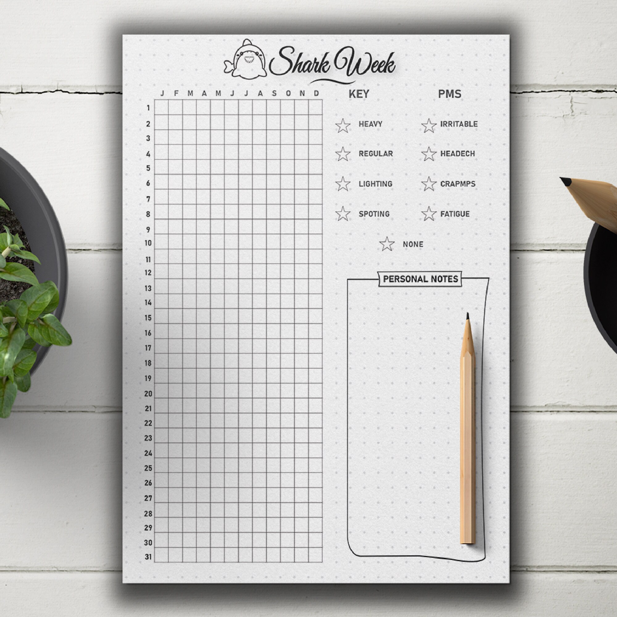 Period Tracker A4 Journal Page Printable Tracker Ovulation Tracker ...