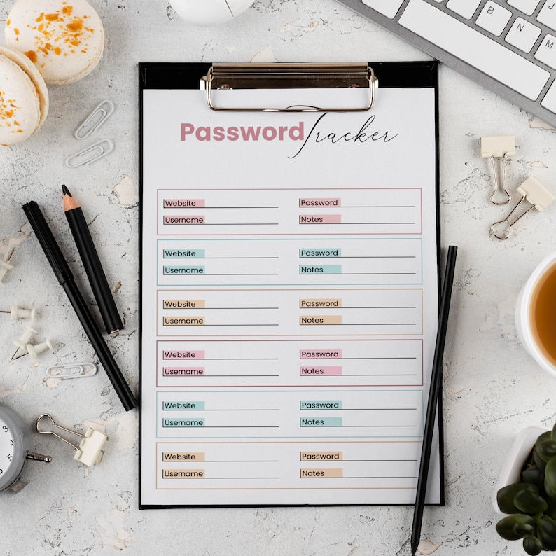 Password Tracker Printable Password Log Password Keeper Planner ...