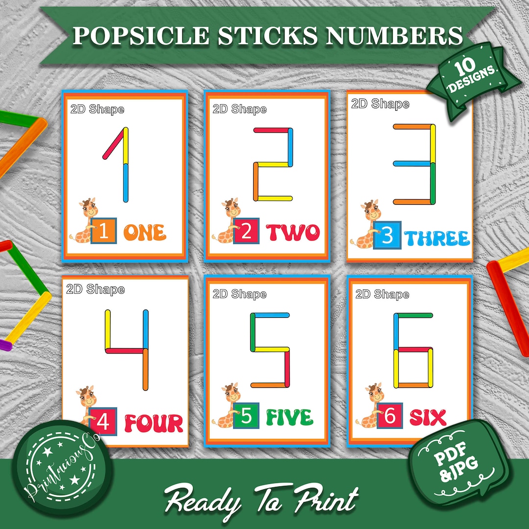 Popsicle Sticks Numbers Activity Game for Toddlers Montessori ...