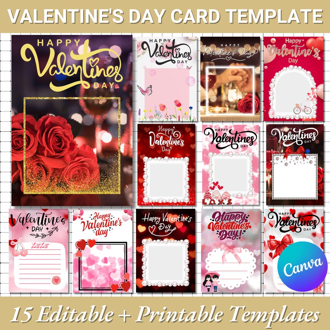 Editable Valentine's Day Card Templates: DIY Gift Card (canva) - Etsy