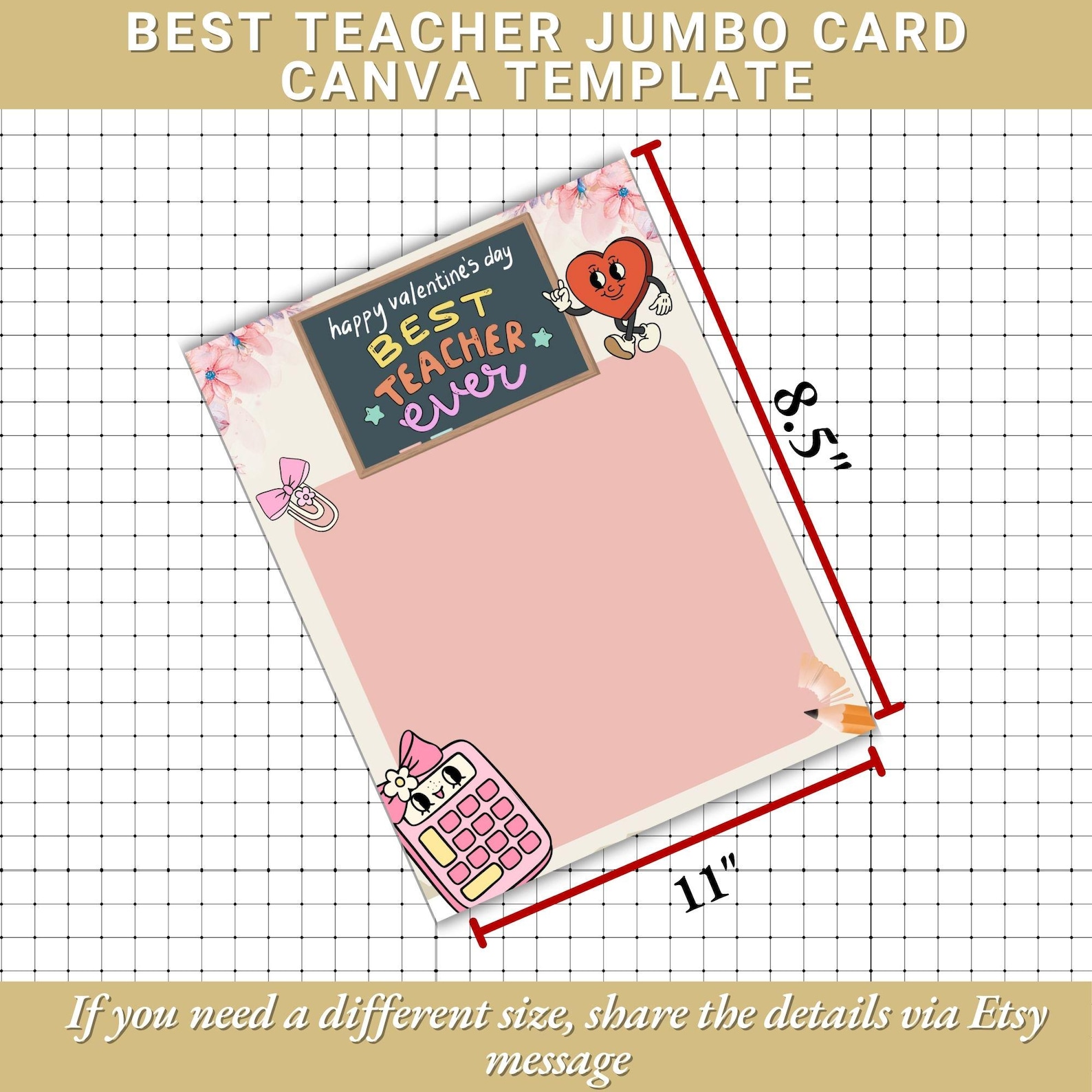 Editable Teacher Appreciation Jumbo Card Template (canva) - Etsy