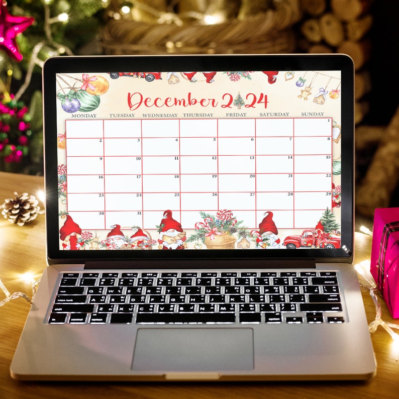 Editable December 2024 Calendar: Printable Monthly Planner (PDF & JPEG ...