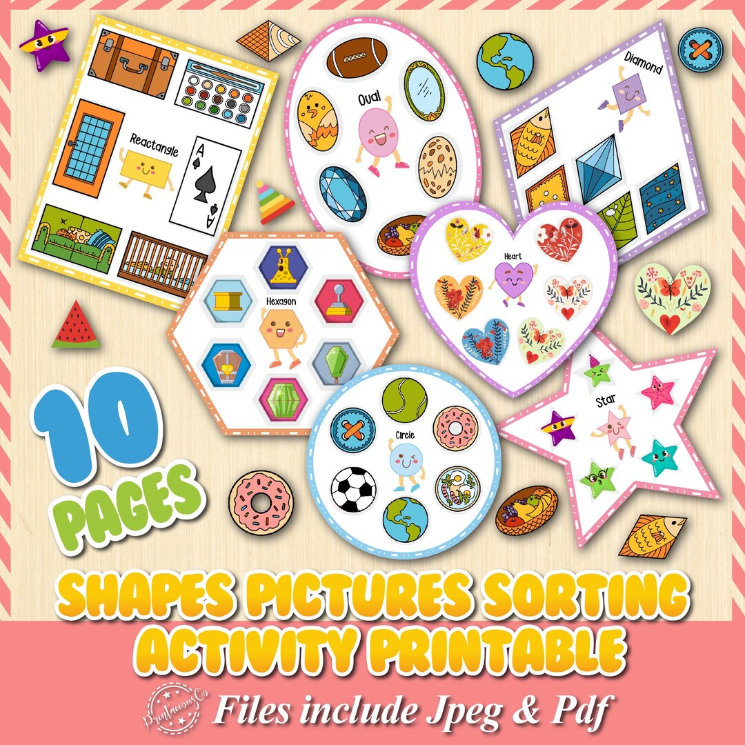 10 Shapes Pictures Sorting Printable Activityshapes Matching Activity ...