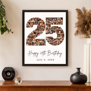25th Birthday Number Photo Collage Personalized 25th Birthday Gift for ...