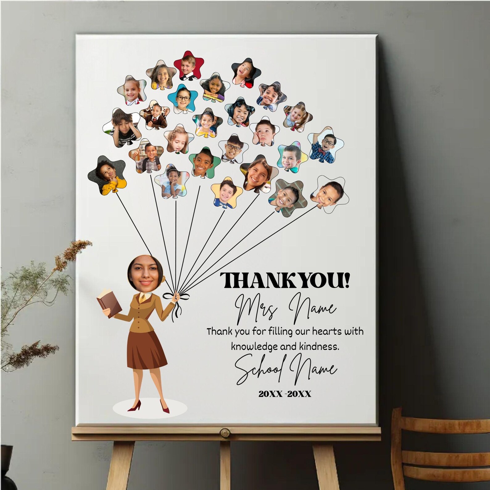 Personalized Teacher Photo Collage Gift (canva Editable) - Etsy