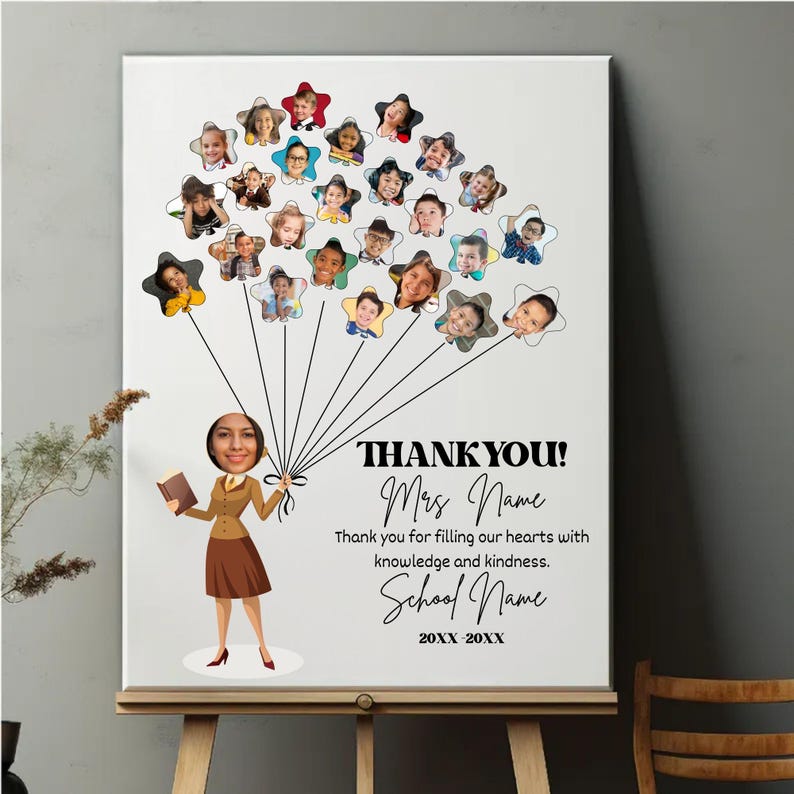 Personalized Teacher Photo Collage Gift (canva Editable) - Etsy