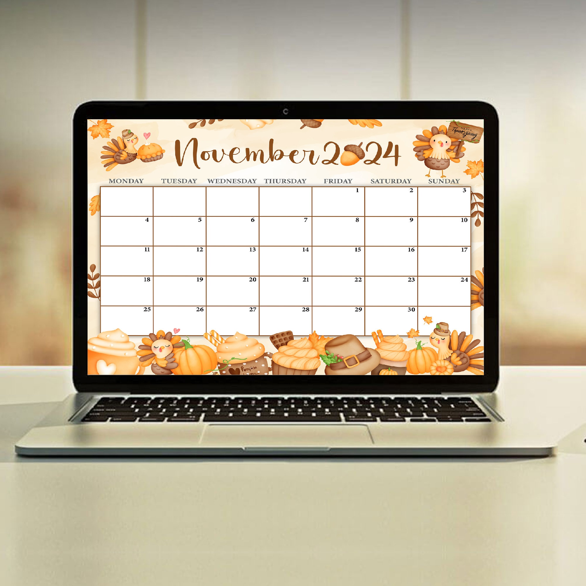 Editable November 2024 Calendar: Printable Monthly Planner (PDF & JPEG ...