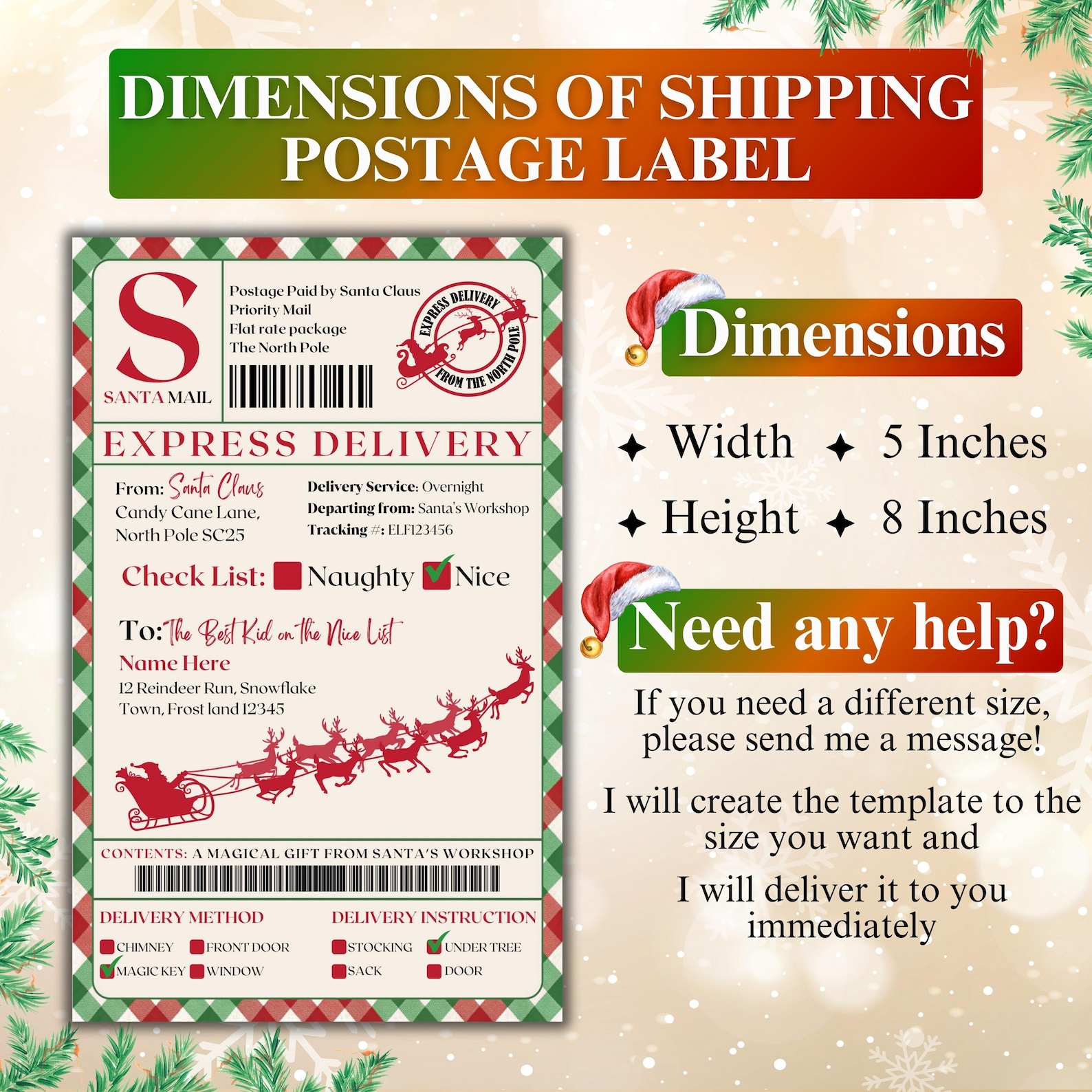 Santa Claus Shipping Label Template: Editable North Pole Mail (canva ...