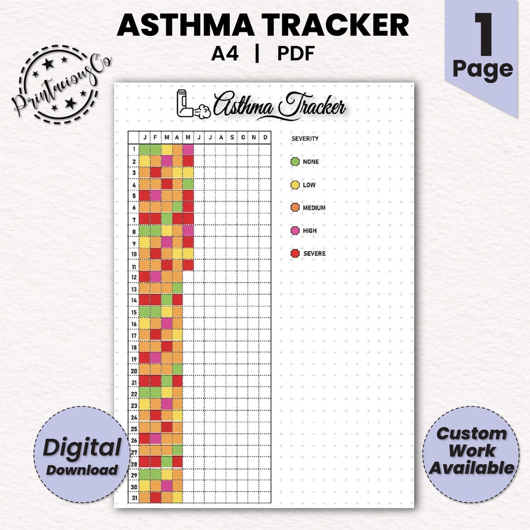 Asthma Tracker Printable: A4 Health Journal (PDF) - Etsy