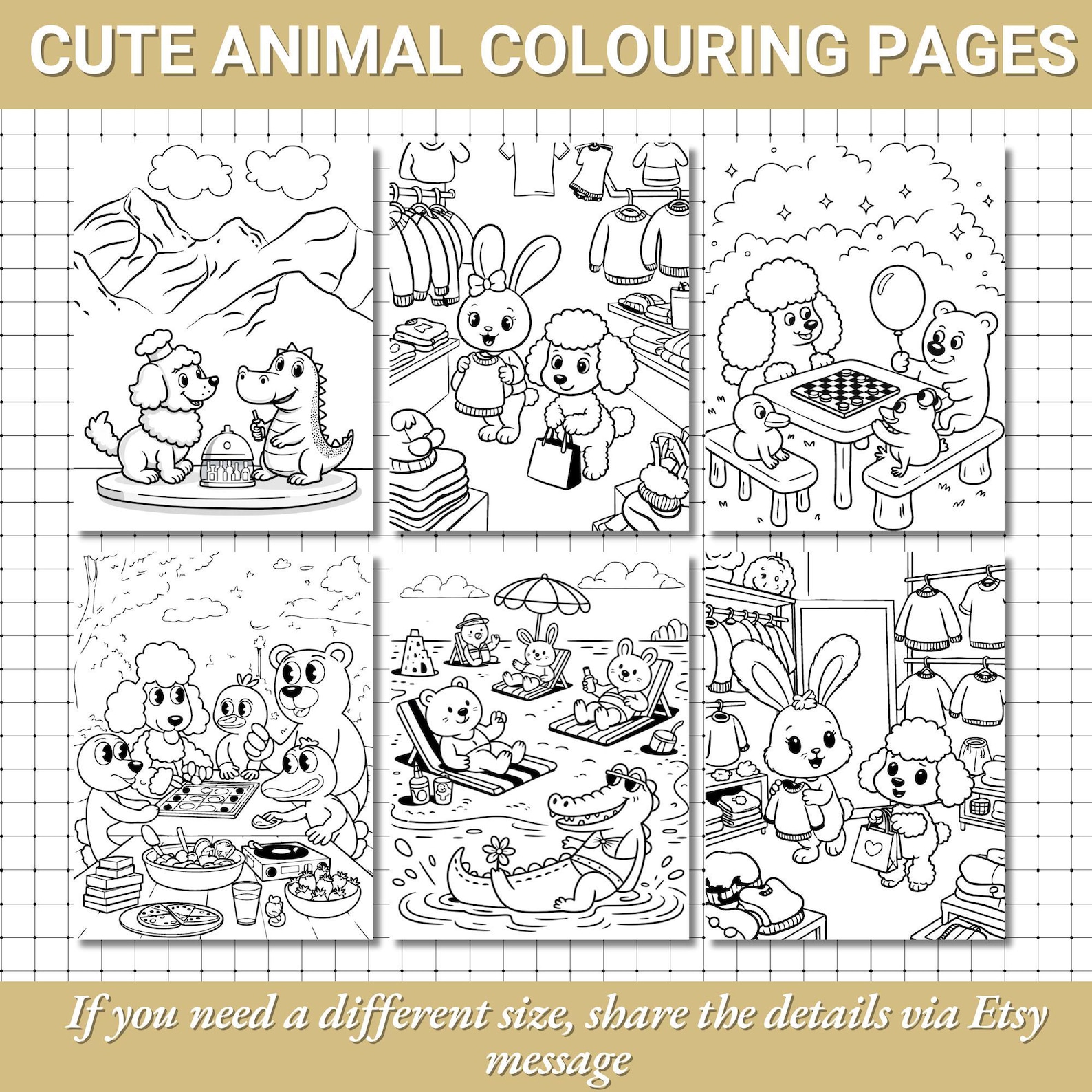 Kawaii Animal Coloring Pages: Kids Printable Activity (canva Template ...