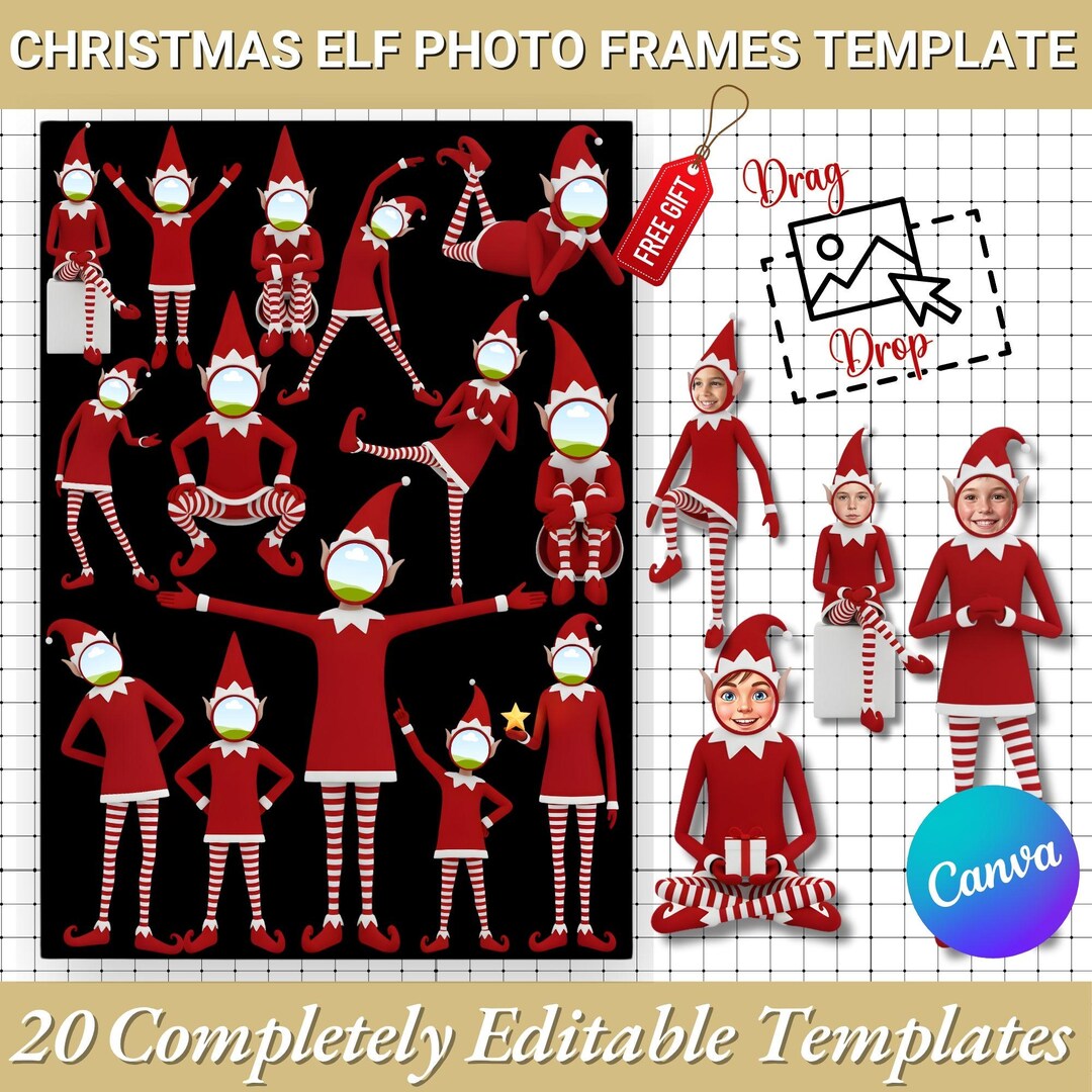Christmas Elf Photo Frames Template (digital Download) - Etsy