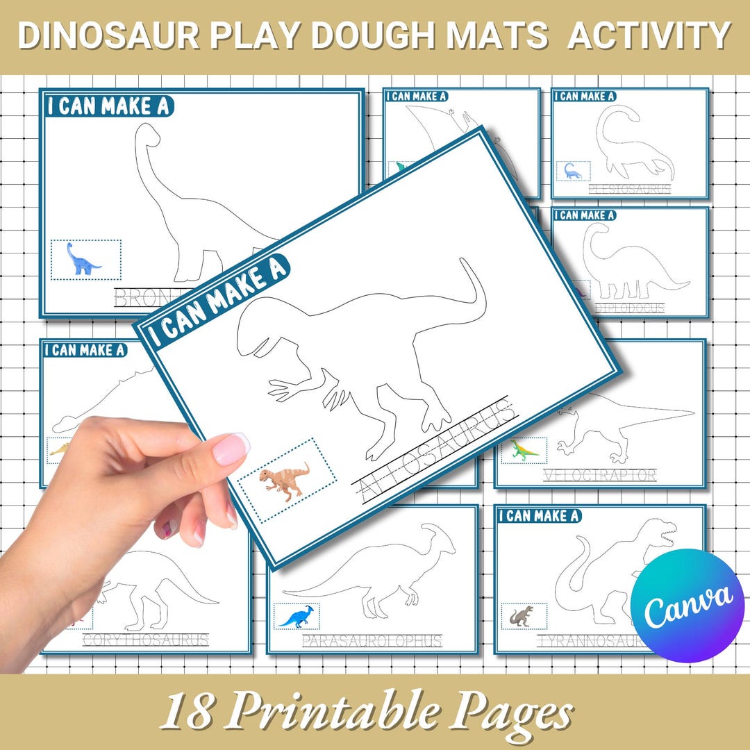 Dinosaur Play Dough Mats: Preschool Activity (PDF & JPG) - Etsy