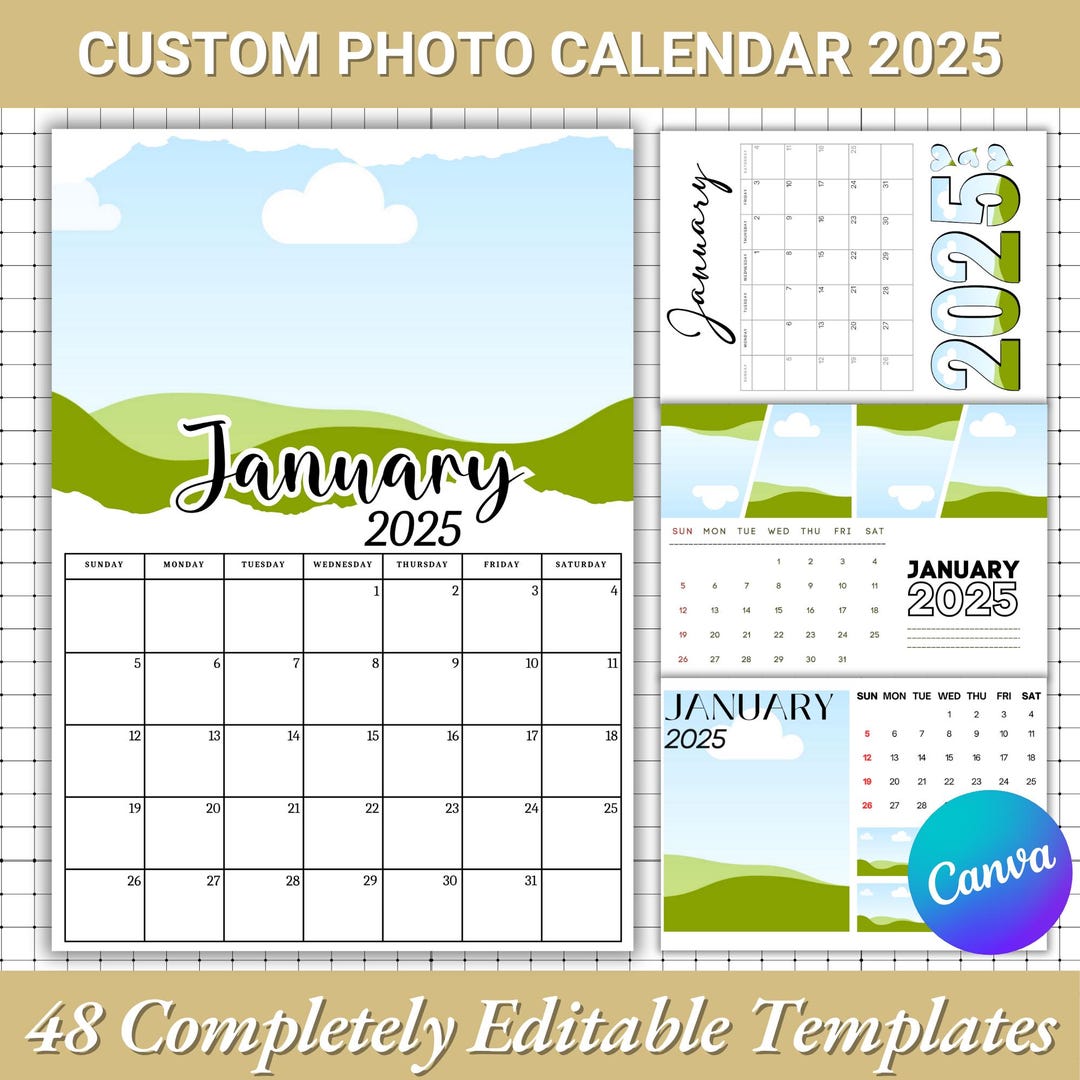 2025 Custom Photo Calendar Template: Editable Canva Design (digital ...