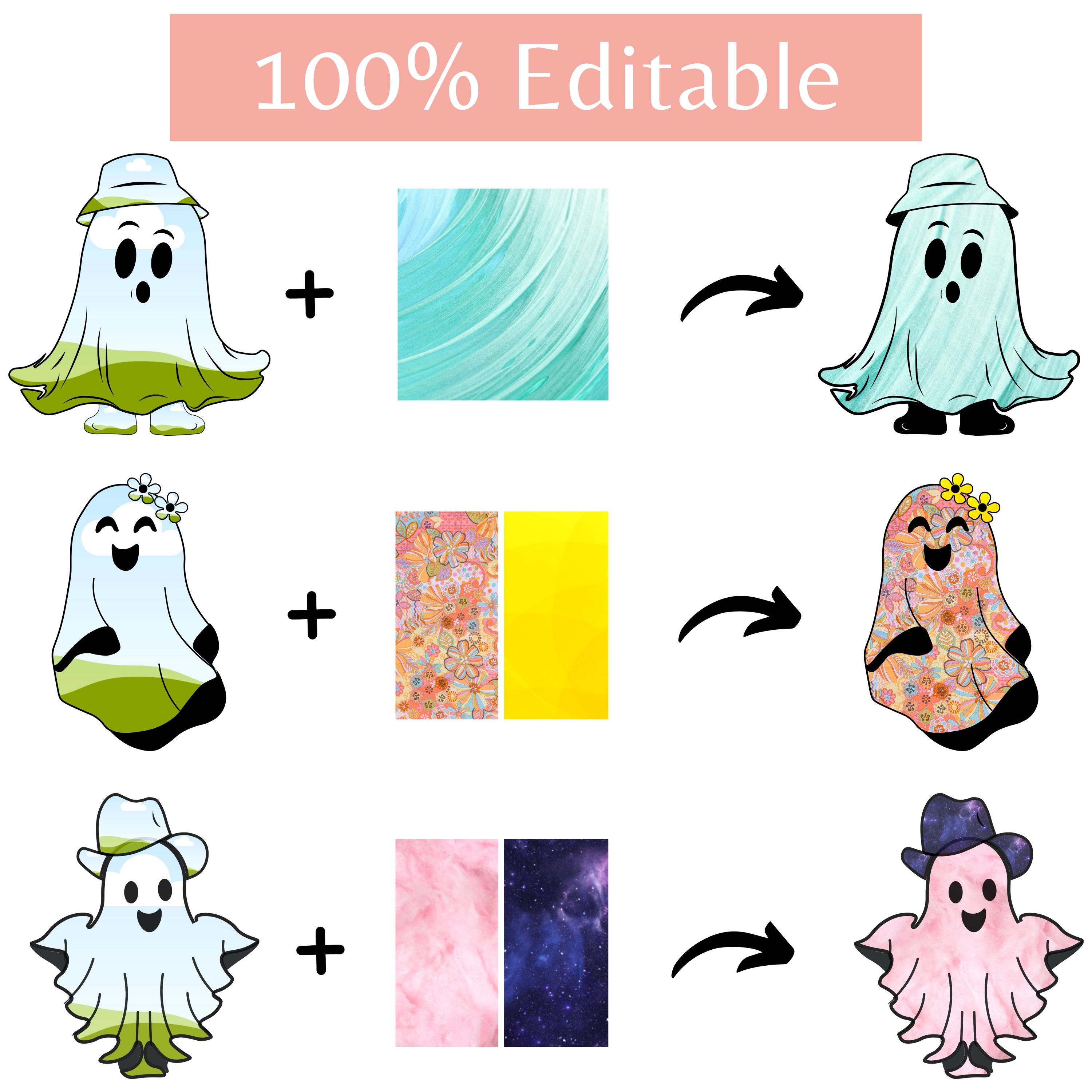 Editable Ghost Canva Frames: Spooky Halloween Clipart (digital Download ...