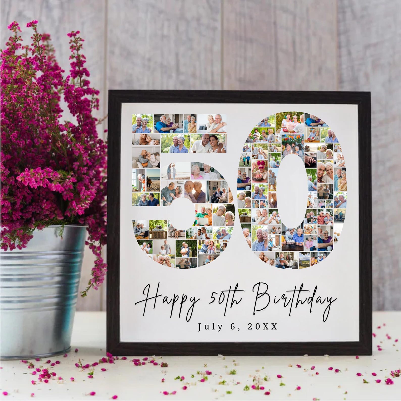 50th Birthday Photo Collage Template: Personalized Canva Gift (digital ...