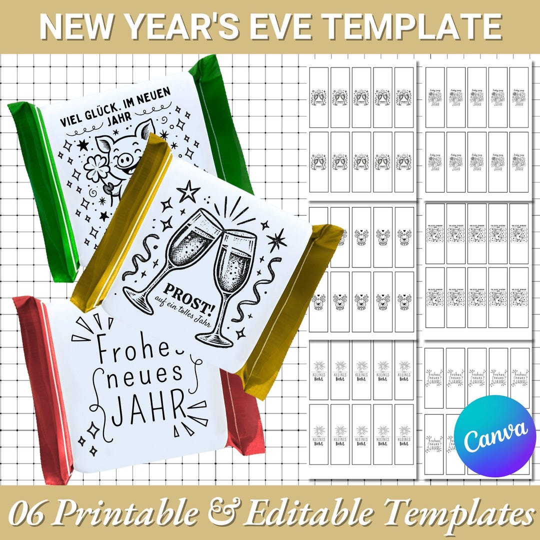 New Year's Eve Template |printable & Editable New Year's Eve Treat Card ...