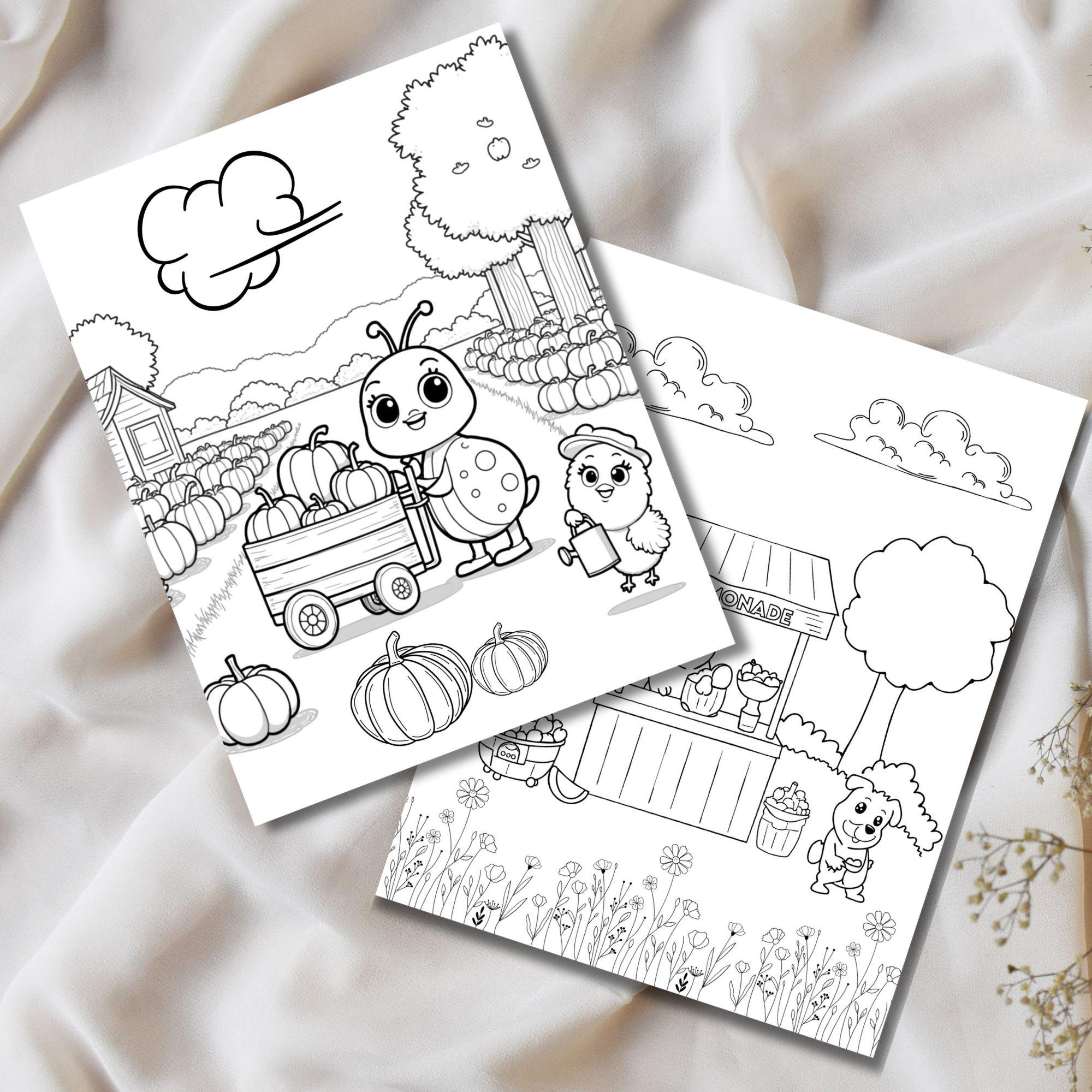 Kawaii Animal Coloring Pages: Kids Printable Activity (canva Template ...