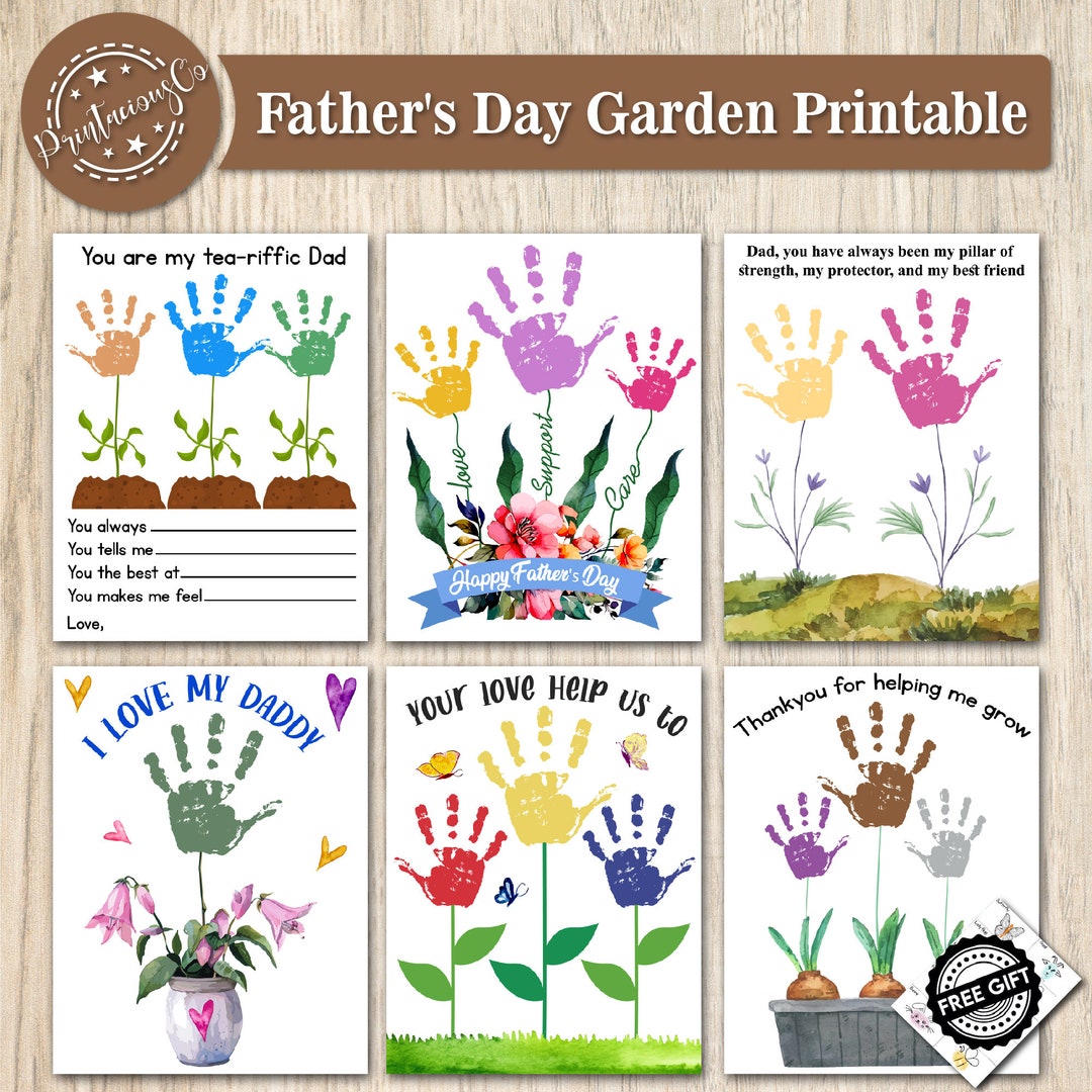 Fathers Day Handprint Garden Printable Handprint Flowers Bouquet Memory ...