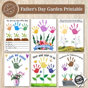 Fathers Day Handprint Garden Printable | Handprint Flowers Bouquet ...