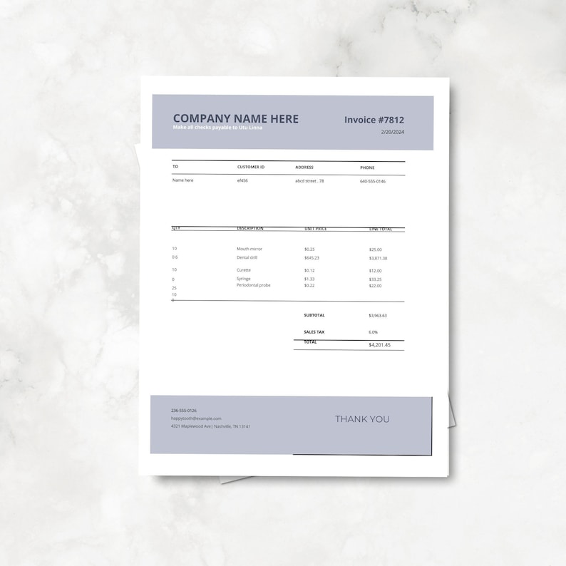 Editable Business Invoice Template: Excel & Canva (digital Download) - Etsy
