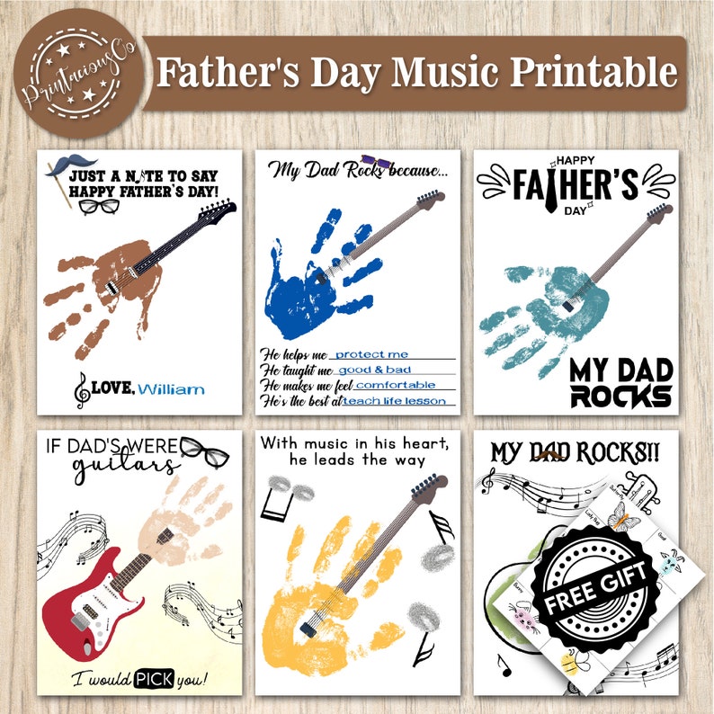 Father's Day Music Handprint Card: DIY Craft Gift (printable) - Etsy