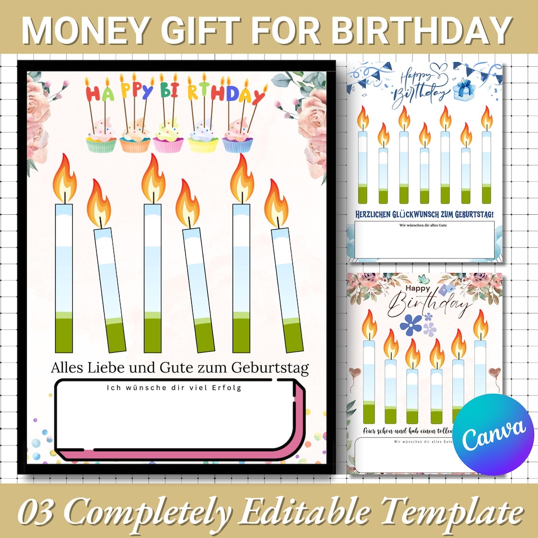 Money Gift for Birthday Template |editable + Printable Canva Template ...