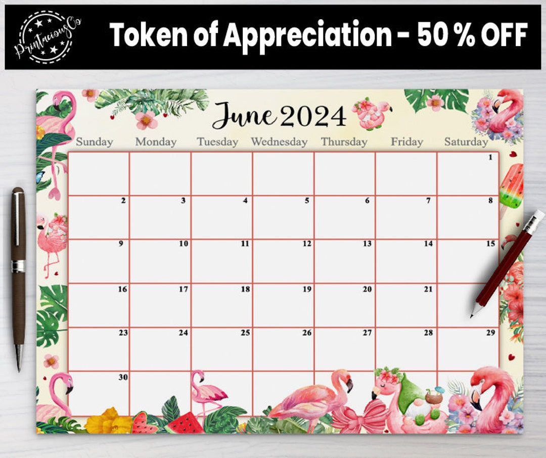 Editable June 2024 Calendar Printable Wall Calendar 2024 Fillable ...