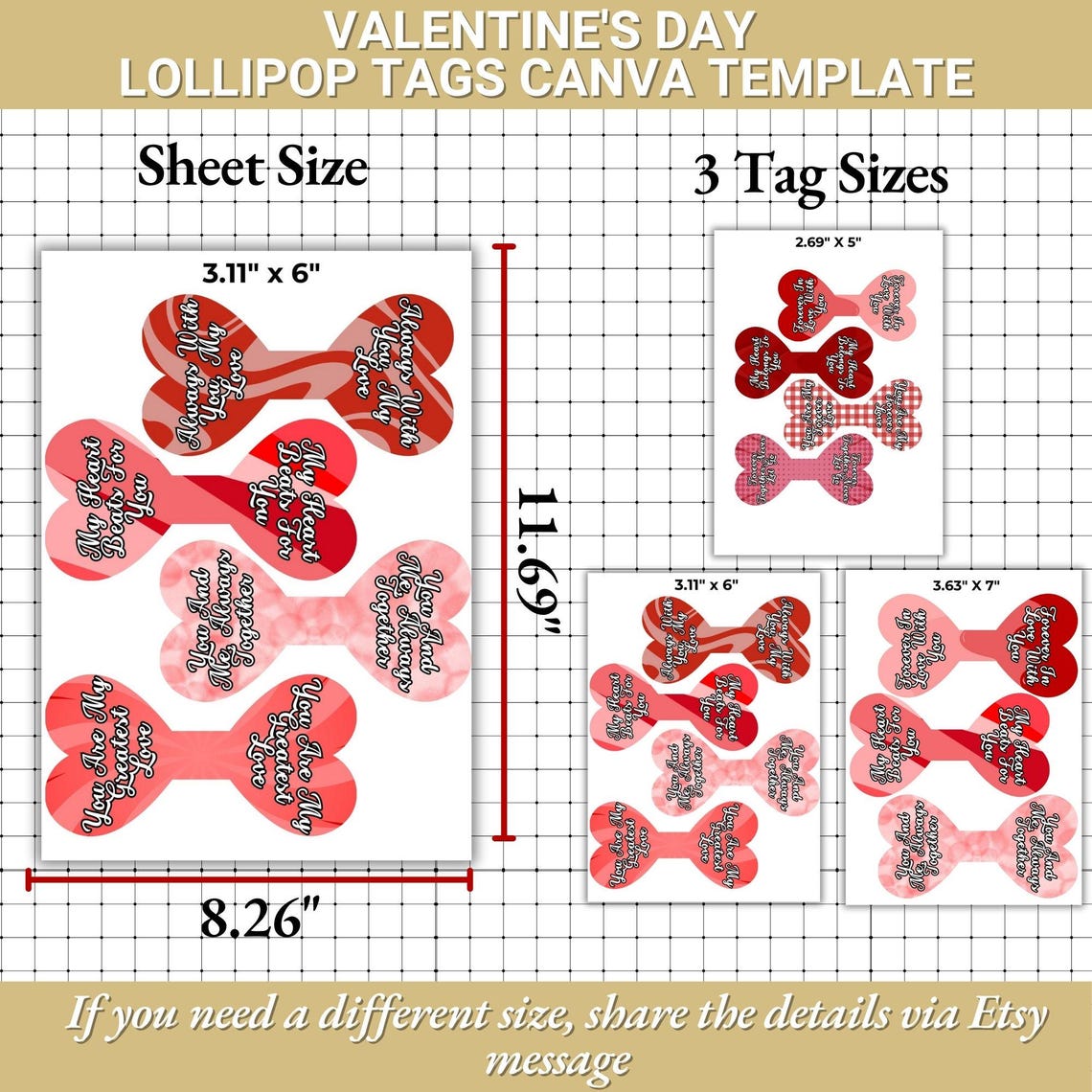 Valentine's Day Lollipop Tags: DIY Canva Template (printable) - Etsy