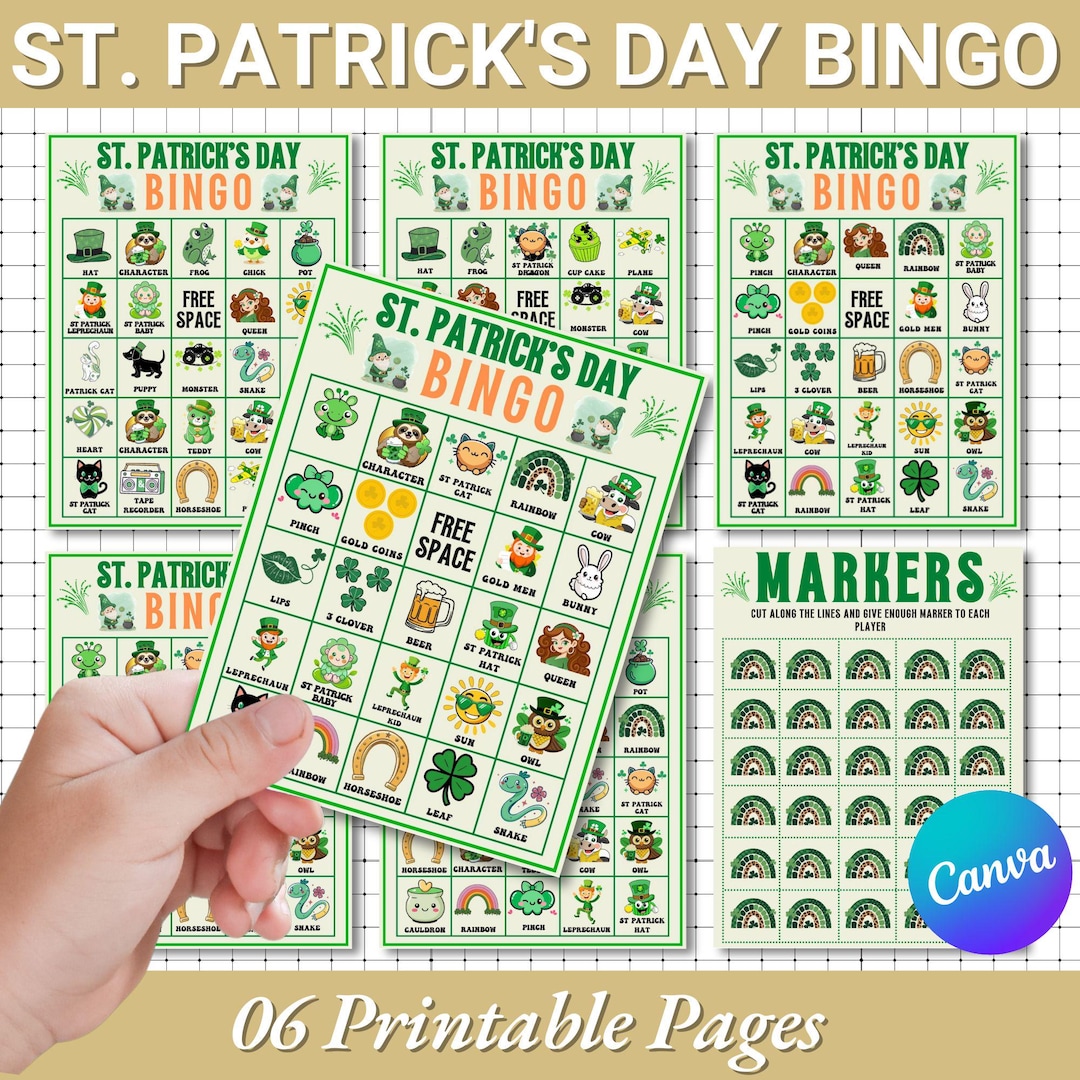 St. Patrick's Day Bingo Template: Printable Party Game (canva) - Etsy