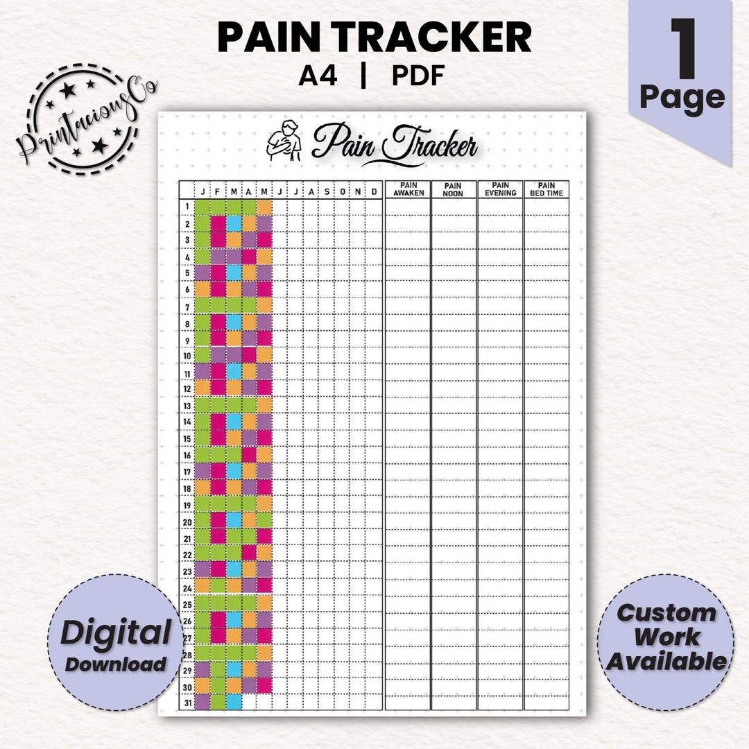 Pain Tracker: A4 Printable Health Journal (PDF) - Etsy