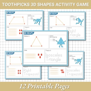 Toothpicks 2D Shapes Activity: Learning Game (printable) - Etsy